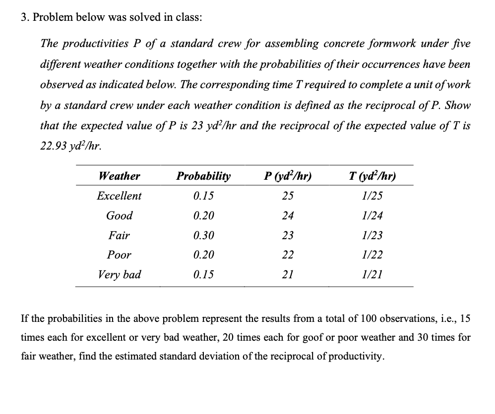 Solved 3. Problem below was solved in class: The | Chegg.com