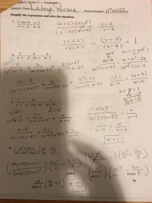 Solved Simplify the expressions and solve the equations. | Chegg.com
