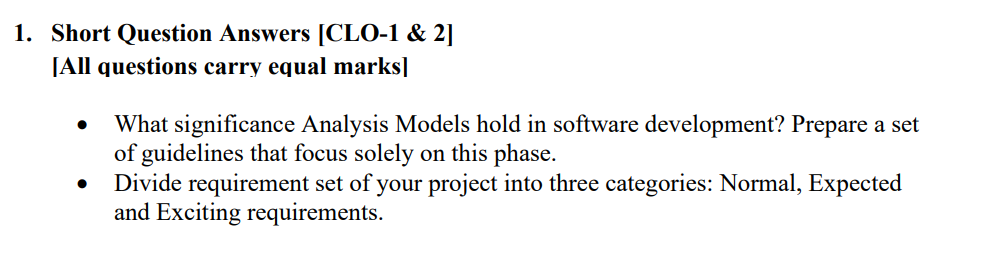 Solved 1. Short Question Answers (CL0-1 & 2] [All questions | Chegg.com