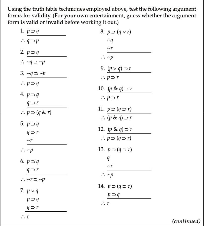 Solved Using the truth table techniques employed above, test | Chegg.com