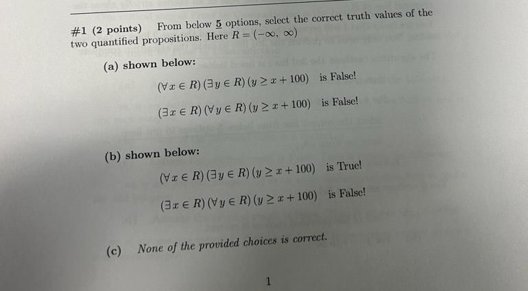 Solved \#1 (2 points) From below 5 options, select the | Chegg.com