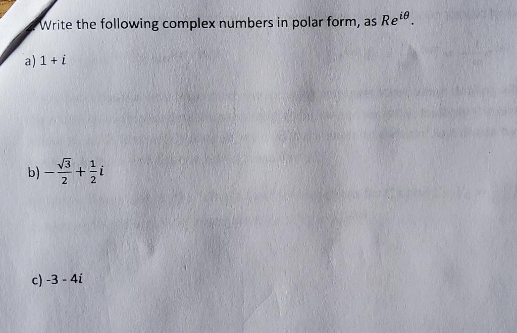 Write the following complex numbers in polar form, as | Chegg.com