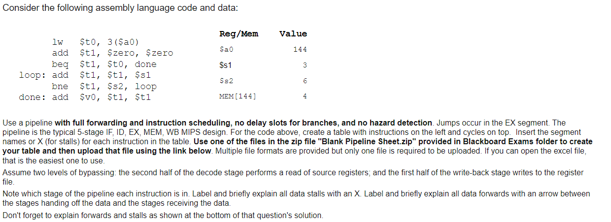 Solved Consider the following assembly language code and | Chegg.com