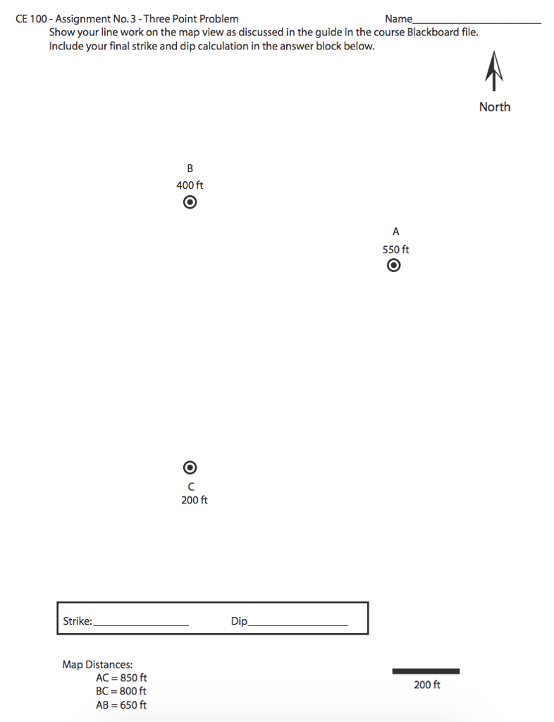 Solved CE 100 -Assignment No.3-Three Point Problem Name Show | Chegg.com