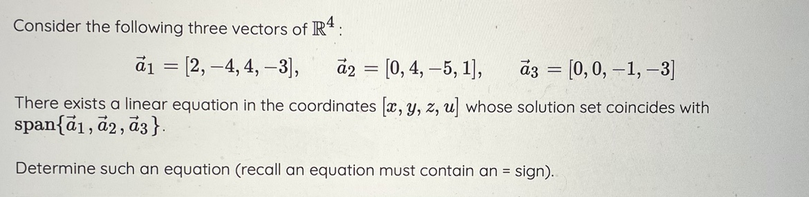 Solved Consider the following three vectors of \\( | Chegg.com