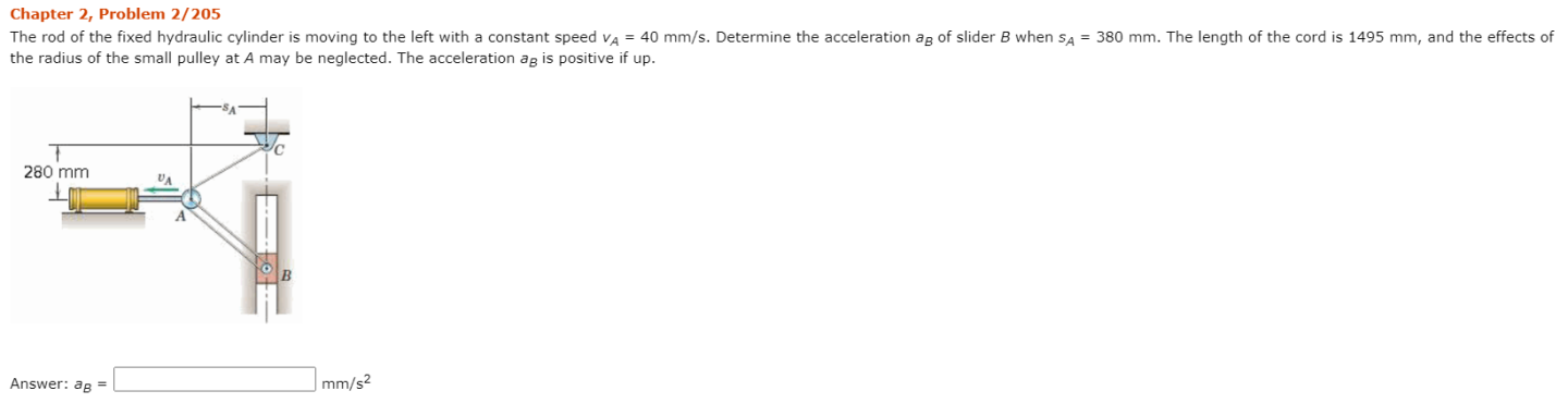 Solved The rod of the fixed hydraulic cylinder is moving to | Chegg.com