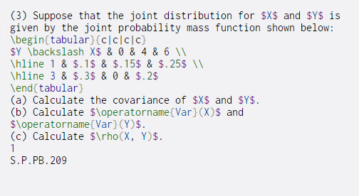 Solved (3) Suppose that the joint distribution for $X$ and | Chegg.com
