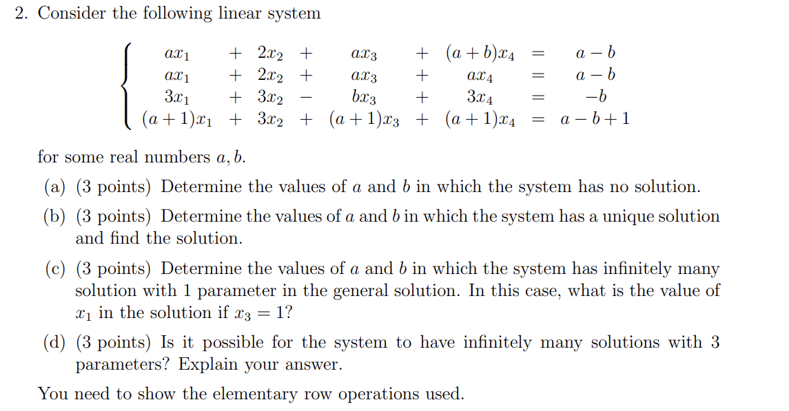 Solved Consider the following linear systemfor some real | Chegg.com