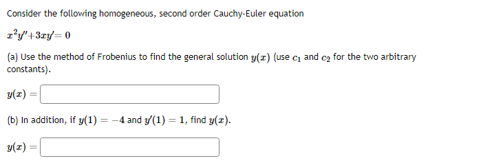 Solved Consider the following homogeneous, second order | Chegg.com