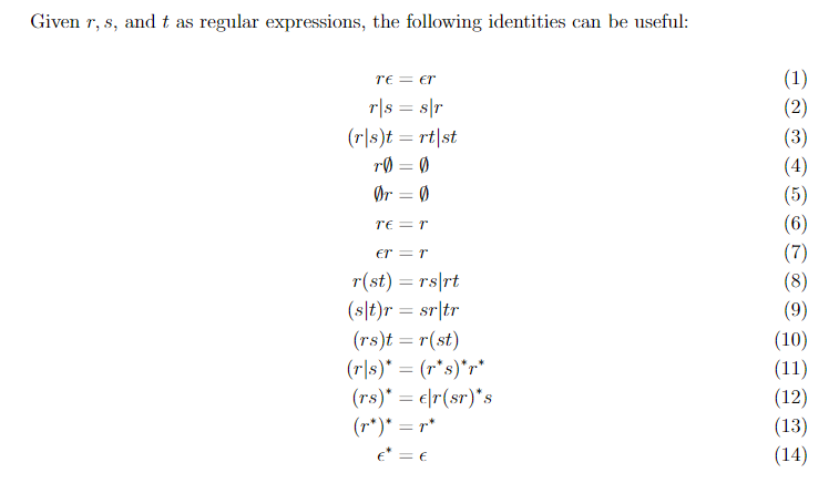 Given r,s, and t as regular expressions, the | Chegg.com