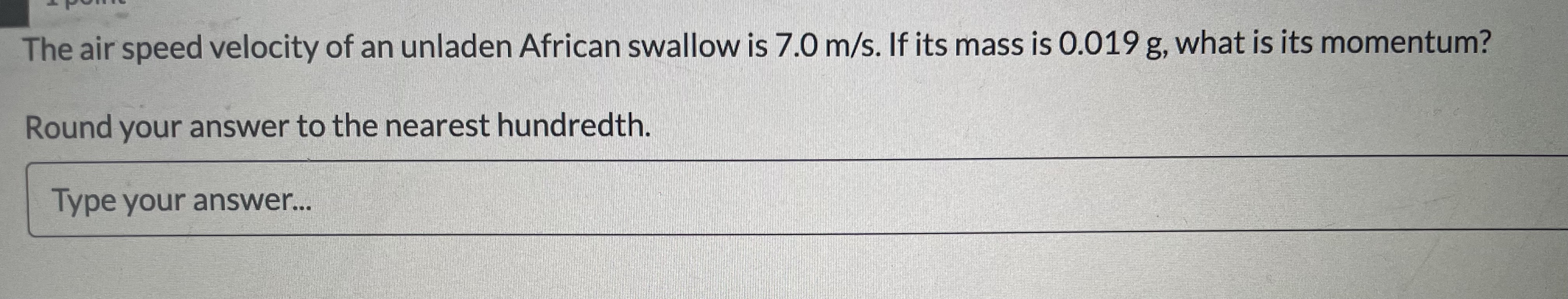 Solved The air speed velocity of an unladen African swallow | Chegg.com