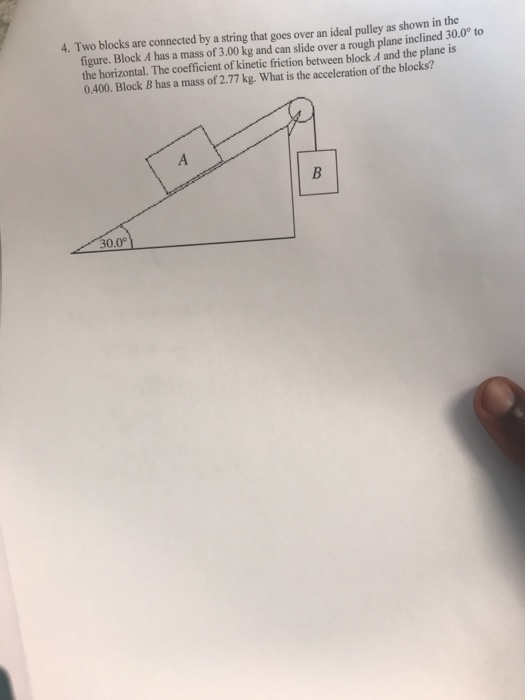 Solved 4. Two blocks are connected by a string that goes | Chegg.com