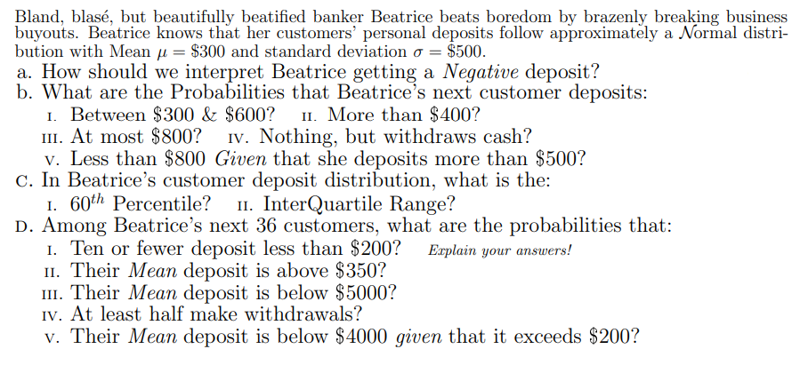 Bland, blasé, but beautifully beatified banker | Chegg.com