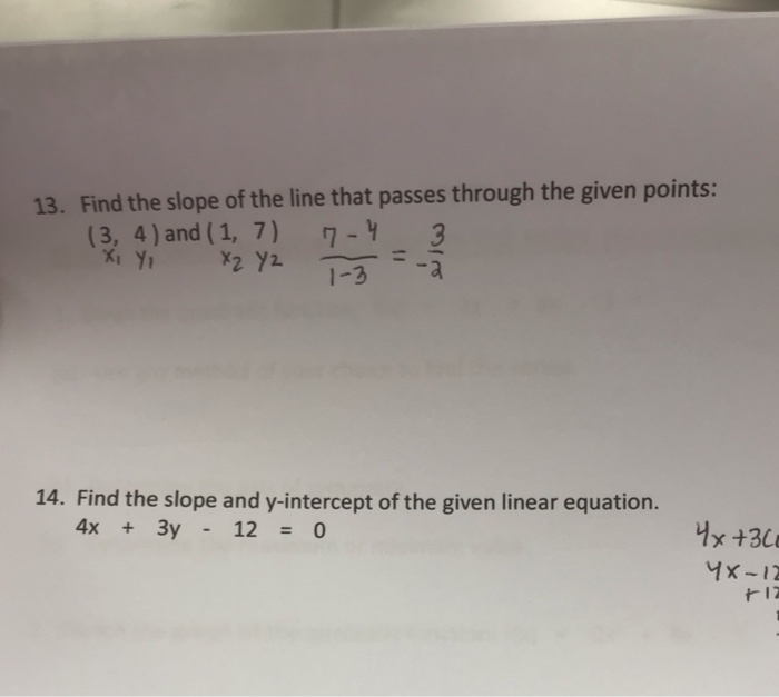 Solved 13. Find the slope of the line that passes through | Chegg.com