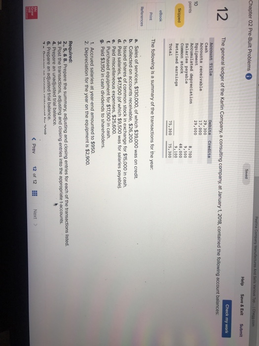 Solved And Sels Chapter 02 Pre-Built Problems Help Save & | Chegg.com