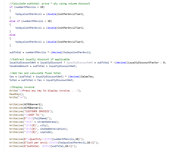 This is for a beginner class in c# I am having a hard | Chegg.com