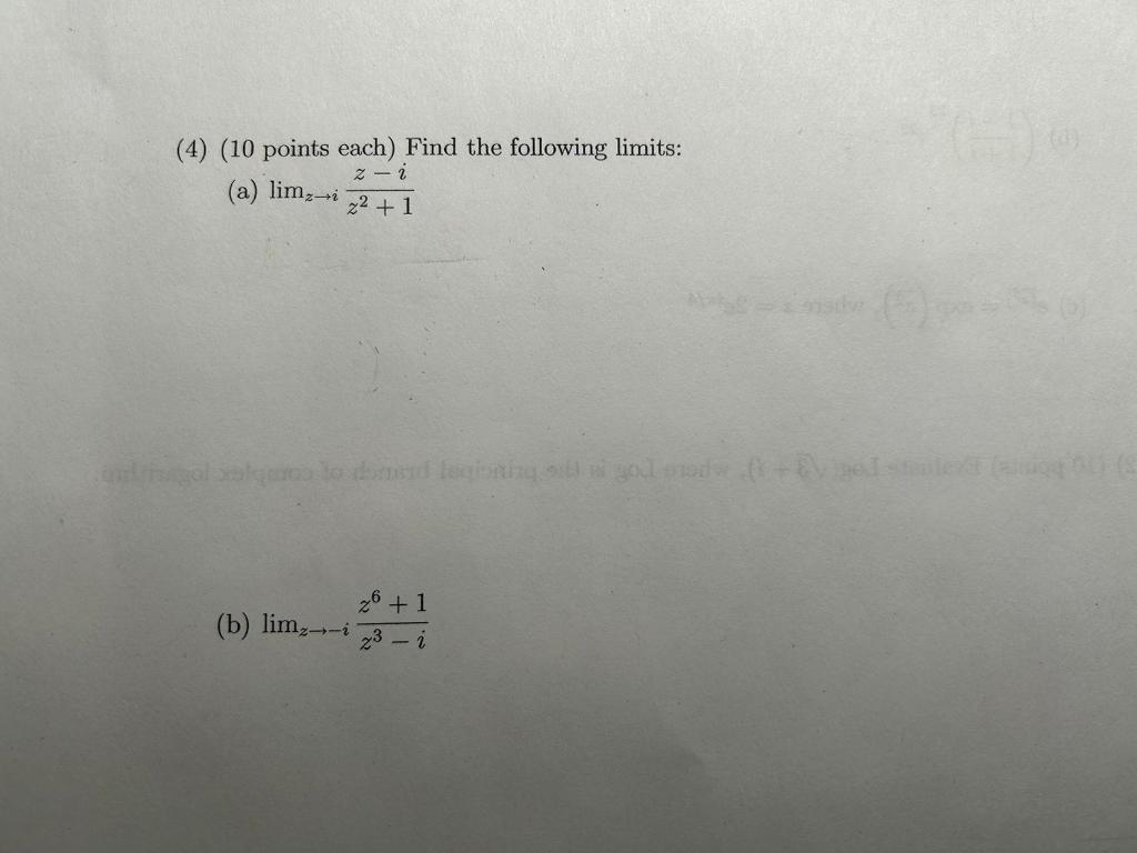 Solved (4) (10 points each) Find the following limits: (a) | Chegg.com