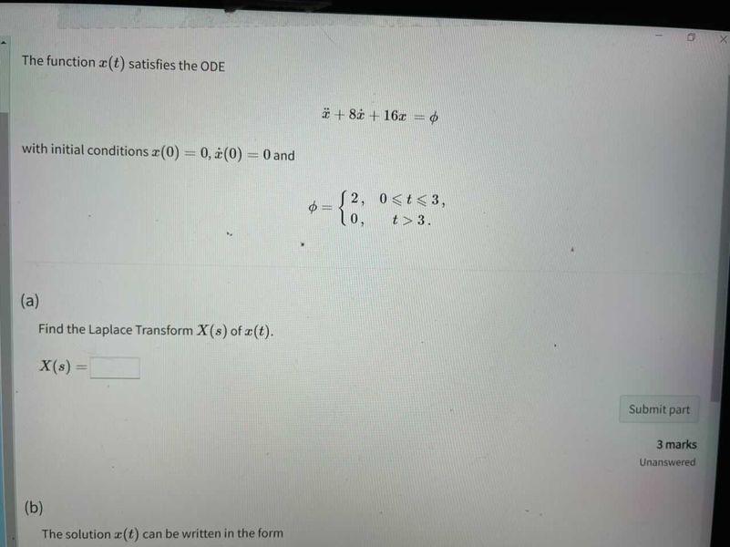 Solved X The function r(t) satisfies the ODE 3 + 8 + 16.6 | Chegg.com