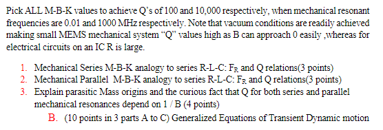 Solved II. Second Order mechanical system (20 points total | Chegg.com
