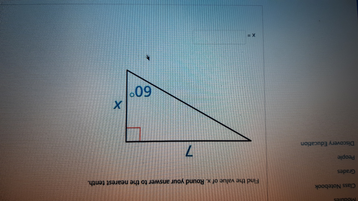 Solved Modules Class Notebook Find the value of x. Round | Chegg.com