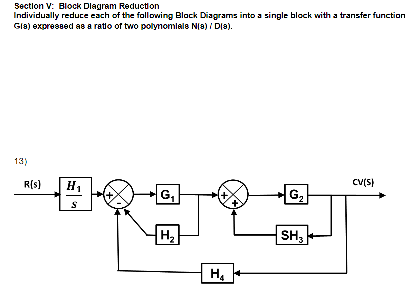 Solved Section V: Block Diagram Reduction Individually | Chegg.com