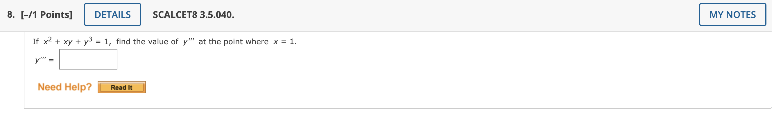 Solved 8. [-/1 Points] DETAILS SCALCET8 3.5.040. MY NOTES If | Chegg.com