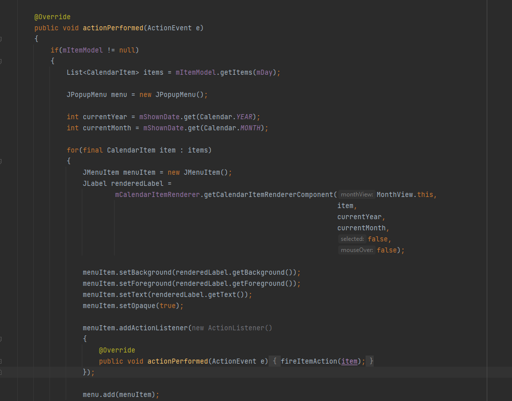 Solved ide void actionPerformed(ActionEvent e) = (mitemModel | Chegg.com