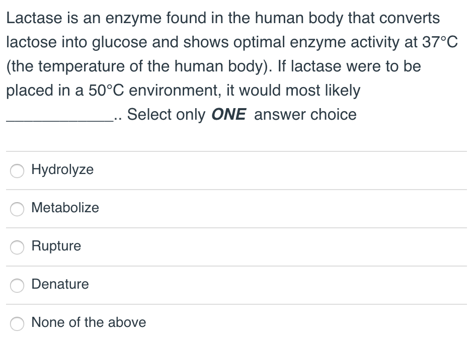 Solved Lactase is an enzyme found in the human body that | Chegg.com