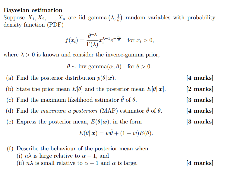 Solved Bayesian estimation Suppose X1, X2, . . . , Xn are | Chegg.com