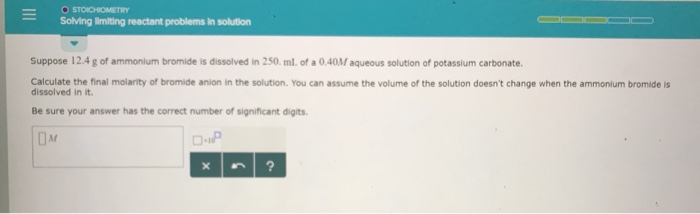Solved Solving limiting reactant problems In solution | Chegg.com