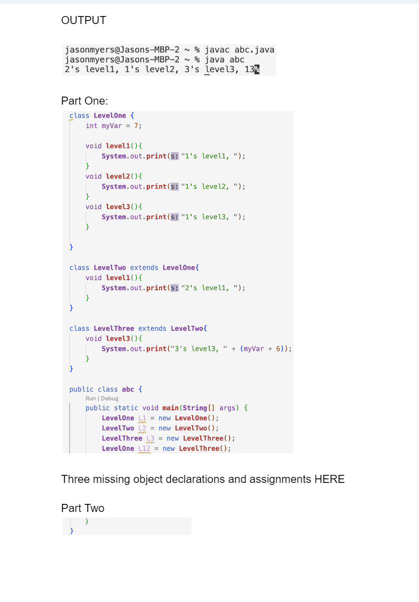 Solved OUTPUT jasonmyers@Jasons-MBP-2 ∼% javac abc. java | Chegg.com