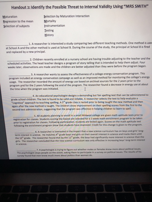 Solved Handout 2: Identify the Possible Threat to Internal | Chegg.com