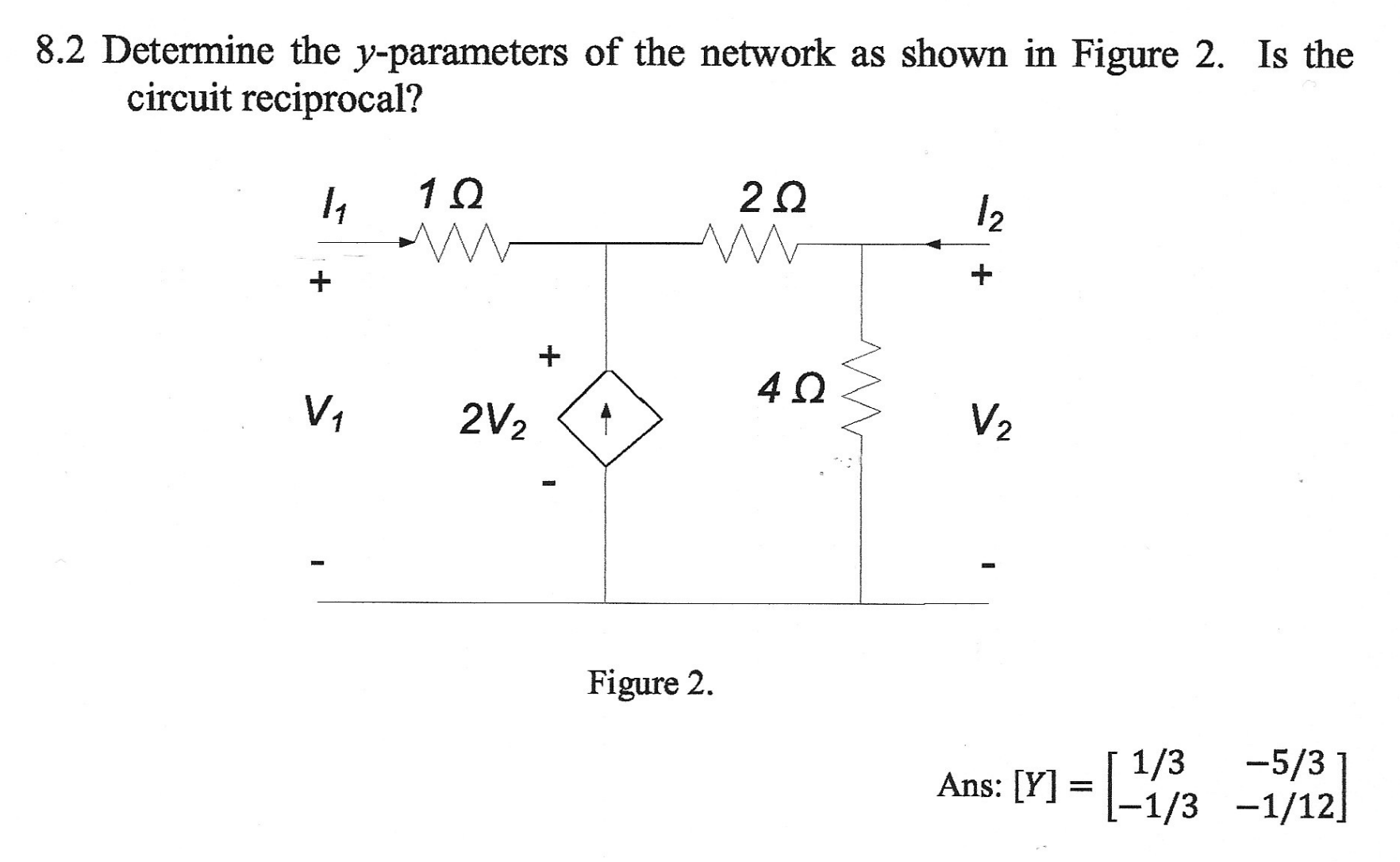 Solved 8.2 ﻿Determine the y-parameters of the network as | Chegg.com