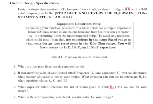 Solved Circuit Design Specifications Design a single time | Chegg.com