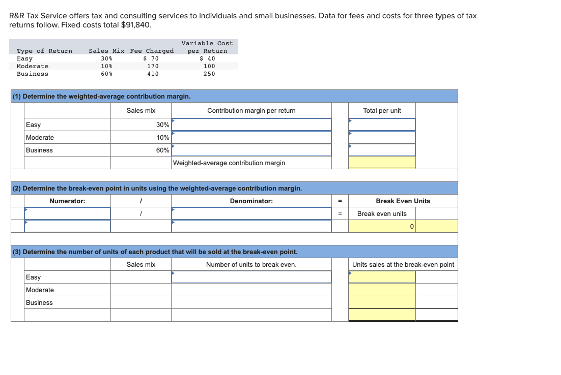 Solved R&R Tax Service offers tax and consulting services to | Chegg.com