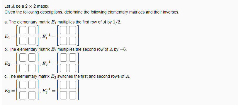 Let A be a 2×2 matrix. Given the following | Chegg.com