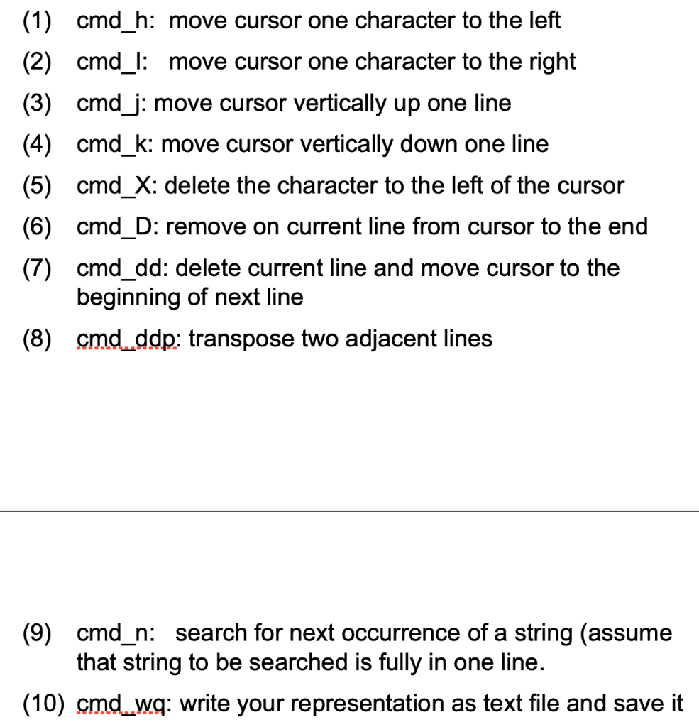 Double linked list implementation for text editor, | Chegg.com
