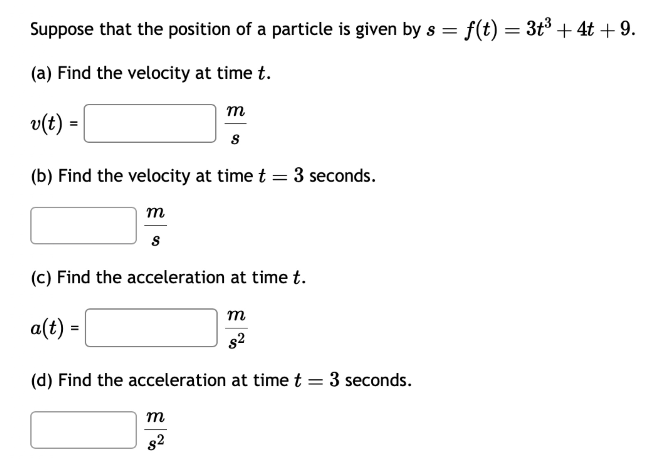 Solved Suppose that the position of a particle is given by | Chegg.com