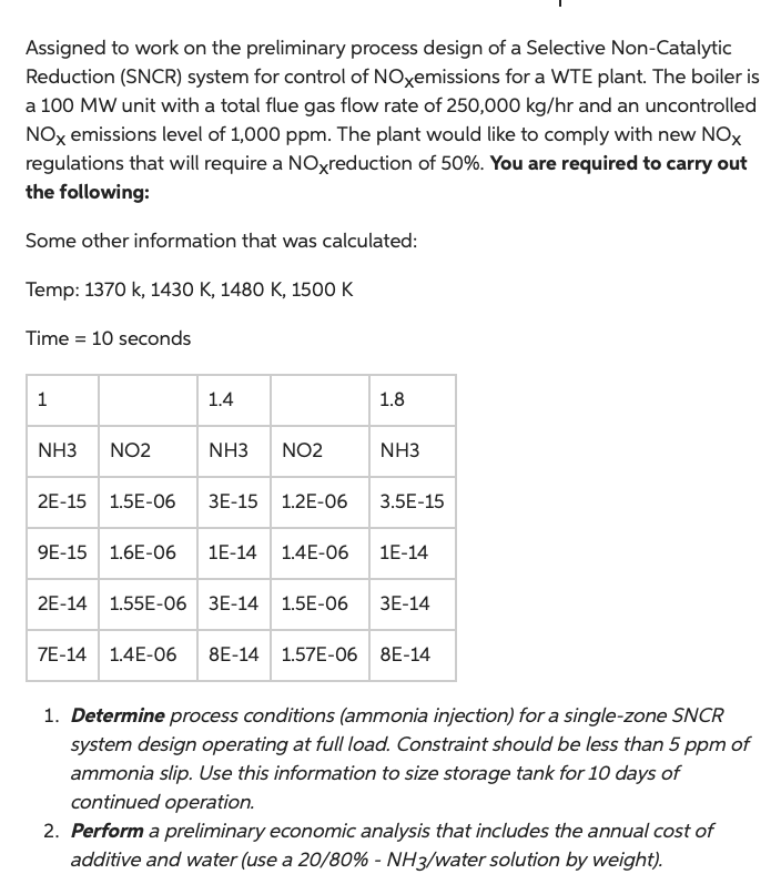 Solved Assigned to work on the preliminary process design of | Chegg.com