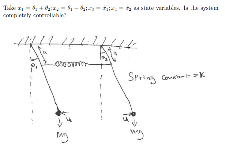 Solved 3. Two pendulums are connected by a spring as shown | Chegg.com