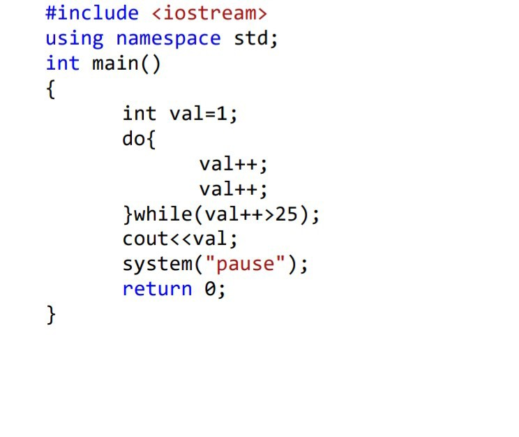Solved #include using namespace std; int main() int val-1; | Chegg.com