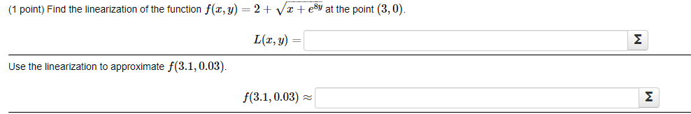 Solved 1 Point Find The Linearization Of The Function