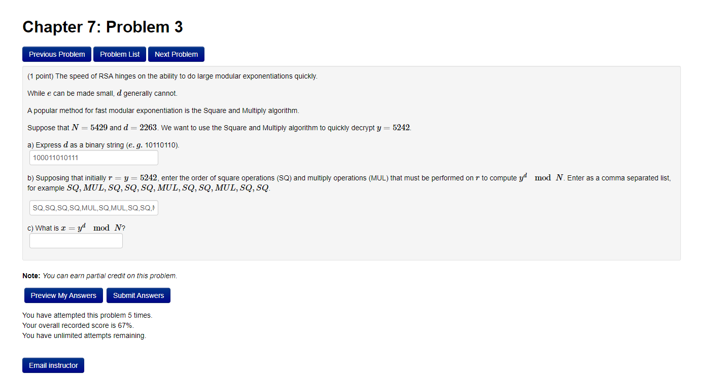 Solved Chapter 7: Problem 3 Previous Problem Problem List | Chegg.com