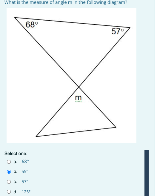 Solved What is the measure of angle m ﻿in the following | Chegg.com