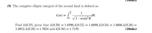 Solved (9) The complete elliptic integral of the second kind | Chegg.com