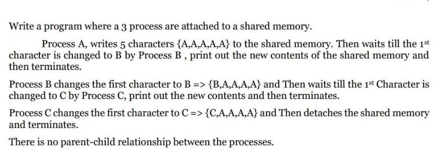 Solved Write a program where a 3 process are attached to a | Chegg.com
