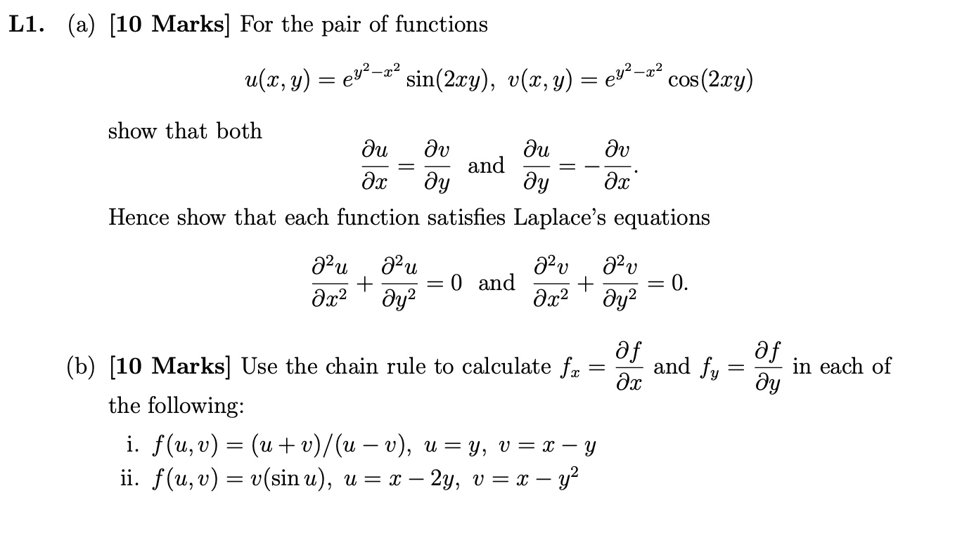 Solved L1. (a) [10 Marks] For the pair of functions | Chegg.com