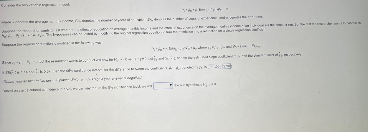 Solved Consider the two variable regression model: Y = Bo + | Chegg.com