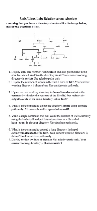 Solved Unixlinux Lab Relative Versus Absolute Assuming