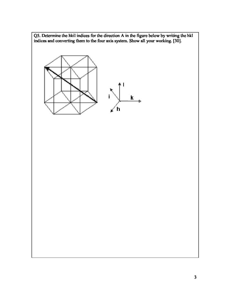 Solved Q5. Determine the hkil indices for the direction A in | Chegg.com